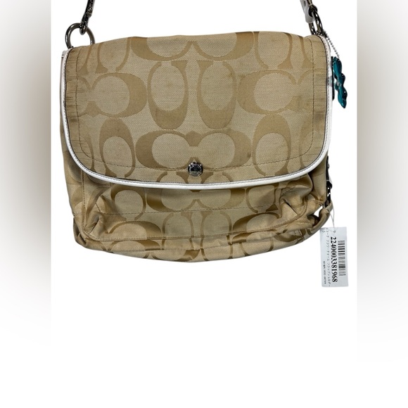 Coach | Bags | Coach Daisy Signature Purse Messenger Bag Khaki White ...